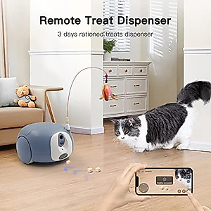 Pet Camera Robot, Cat Dog Treat Dispenser, Pumpkii Home Robot with App Remote Control, 2 Way Audio, 1080P HD Mobile Camera with Night Vision, Interactive Replaceable Cat Teaser