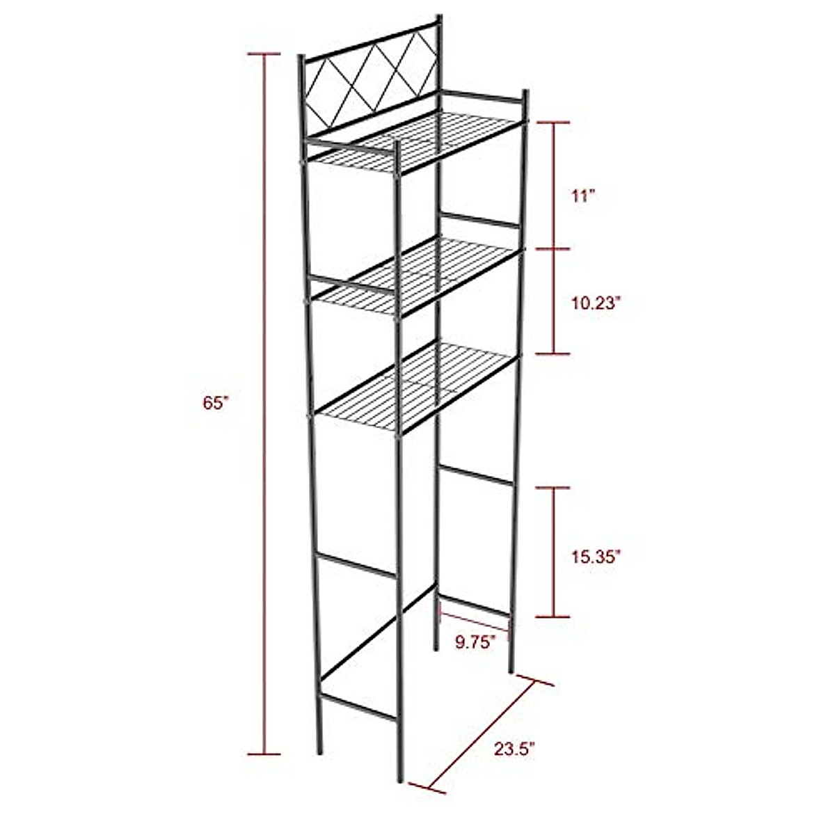 J&V TEXTILES 3-Shelf Bathroom Organizer Over The Toilet, Bathroom Spacesaver (Silver)