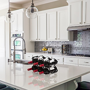 Mango Steam 6 Bottle Counter-top Wine Rack - Storage Organizer for Kitchen Countertops, Pantry, Fridge - (Black)