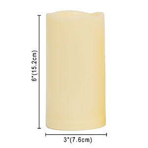 CANDLE CHOICE 3 Waterproof Outdoor Battery Operated Flameless LED Pillar Candle with Timer Flickering Plastic Resin Electric Decorative Light for Lantern Patio Garden Home Decor Party Wedding