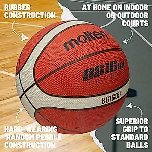 Molten BGR Basketball, Indoor/Outdoor, Premium Rubber, Green/Black, Size 5, Suitable for Boys Age 7, 8, 9, 10 & 11, Girls Age 12 & 13