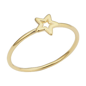 Kooljewelry Minimalist 14k Yellow Gold 6.7mm Small Star Ring (size 7)