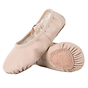 Dynadans Soft Leather Ballet Shoes/Ballet Slippers/Dance Shoes for Girls and Boys (Toddler/Little/Big Kid/Women)-Nude-4M Big Kid