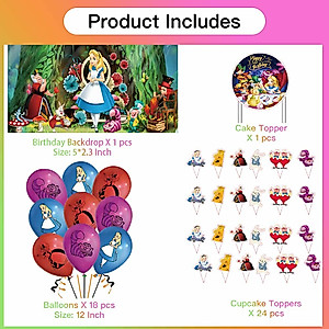 Alice in Wonderland Birthday Party Supplies Decorations Cake Topper Balloons Favors Backdrop Banner Decor