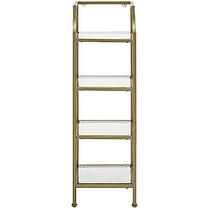 Crosley Furniture Aimee Short Bookshelf with Glass Shelves, Small Bookcase Storage, Gold and Glass