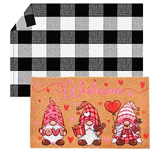 2 Pcs Welcome Mats Outdoor for Front Door, Entrance Buffalo Checkered Rug for Indoor Outdoor Coir Doormat for Outside Entrance Home Entrance Decorative Entryway Floor Rug for Outside Home Decor