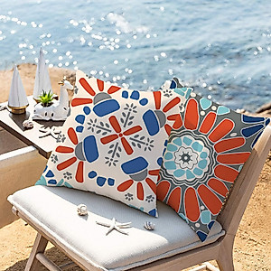 Mimkus Outdoor Waterproof Pillow Covers 18x18 Set of 4 Decorative Throw Pillow Covers Boho Geometric Cushion Covers for Couch Garden Patio Home Decor