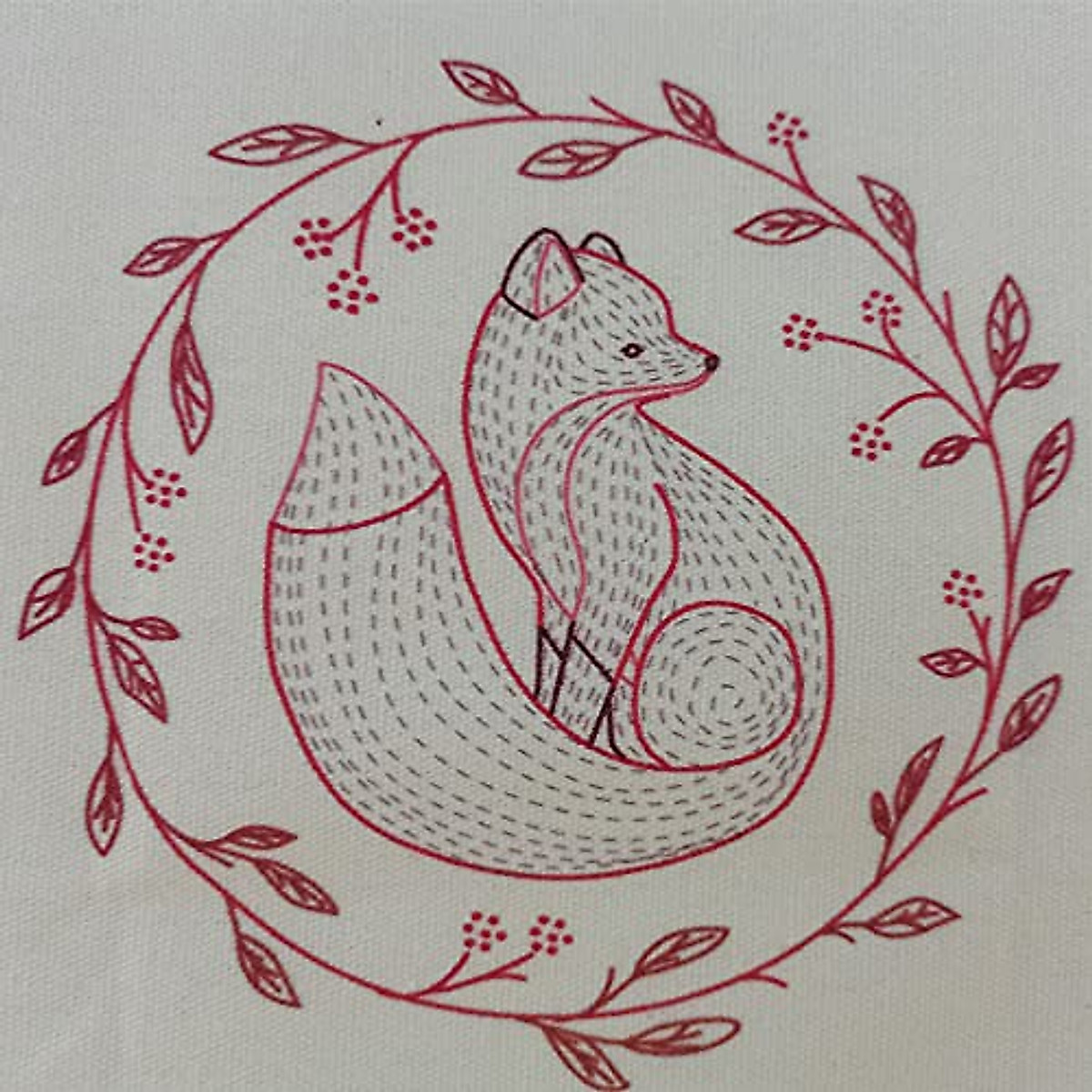 mopulo Embroidery Kit for Adults Beginners Starter Cross Stich Kit with Fox Pattern Stamped Embroidery Cloth Hoops Threads Needles Easy Handmade Needlepoint Kits,Fox