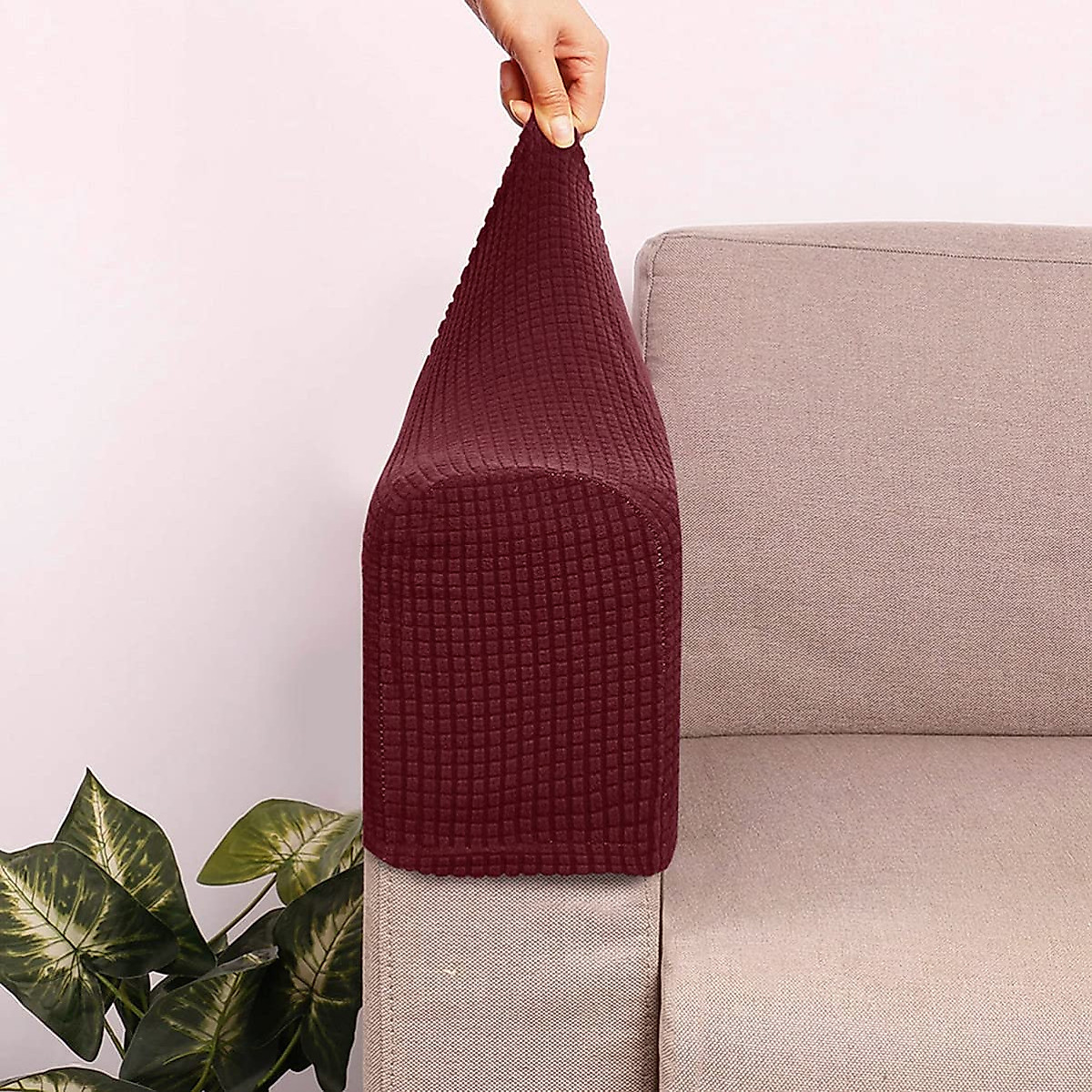TEHAUX Narrow Arm Rest Covers Sofa Covers Armrest Covers, Sofa Armrest Cover Elastic Chair Arm Protectors Simple Sofa Armchair Slipcovers for Home Office 2pcs Recliner Chair
