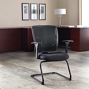 Lorell ErgoMesh Series Mesh Side Arm Guest Chair, Black