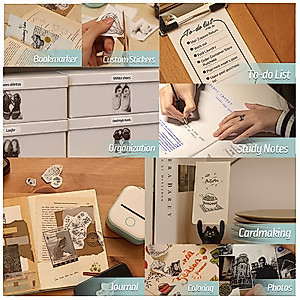 Memoking T02/M02X/M02L Blue on White Thermal Paper-5-Year Sticky 50mmx3m for Journal Photo Texts Study Notes and More, 3 Rolls