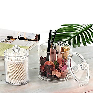 YOUEON 6 Pack Apothecary Jars with Lids, Qtip Holder Dispenser with Lid, 8/18/28 Oz Clear Cotton Ball Holder, Cotton Pad Holder, Bathroom Canister for Cotton Swab, Cotton Pads, Cotton Ball, Makeup