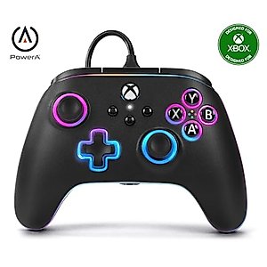 PowerA Advantage Wired Controller for Xbox Series X|S with Lumectra - Black, gamepad, wired video game controller, gaming controller, works with Xbox One and Windows 10/11, Officially Licensed for Xbox