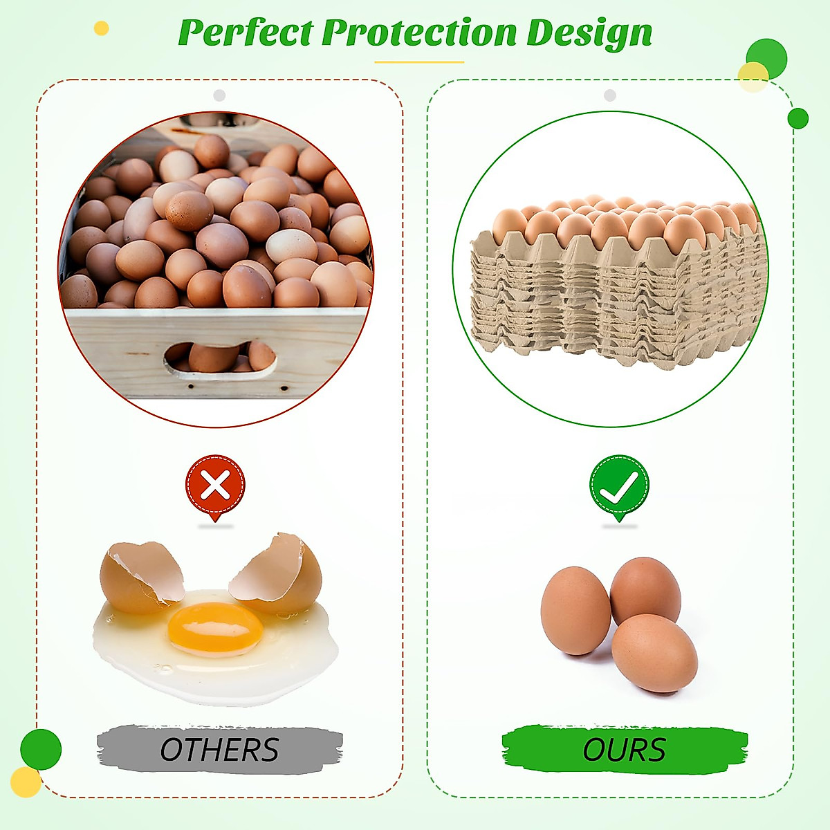 Estune 120 Pack Egg Cartons Crates Bulk 30 Cell Pulp Fiber Egg Flats Reusable Stackable Cardboard Chicken Egg Tray for Home Storing Packing Roach Colony Soundproofing