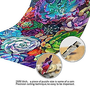 Colorful Succulent 1000 Piece Wooden Puzzle for Adults Jigsaw Puzzles Game Personalized Interesting Toys, Challenge Yourself with Difficult Puzzles Adults and Teens (500 Piece / 1000 Piece)