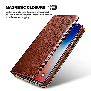 ICARERCASE iPhone XR Wallet Case, Premium Leather Case Built-in Credit Card and Cash Slots, Folio Flip Cover with Kickstand Support Wireless Charging for Apple iPhone XR (2018) 6.1 inch- Brown