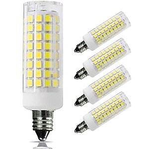 ziyidianzhi E11 LED Bulb Dimmable, 8W (75W 100W Halogen Bulbs Equivalent), Mini Candelabra Base, AC110V120V 130V, 6000K Daylight for Chandeliers Ceiling Fan Light, Pack of 4
