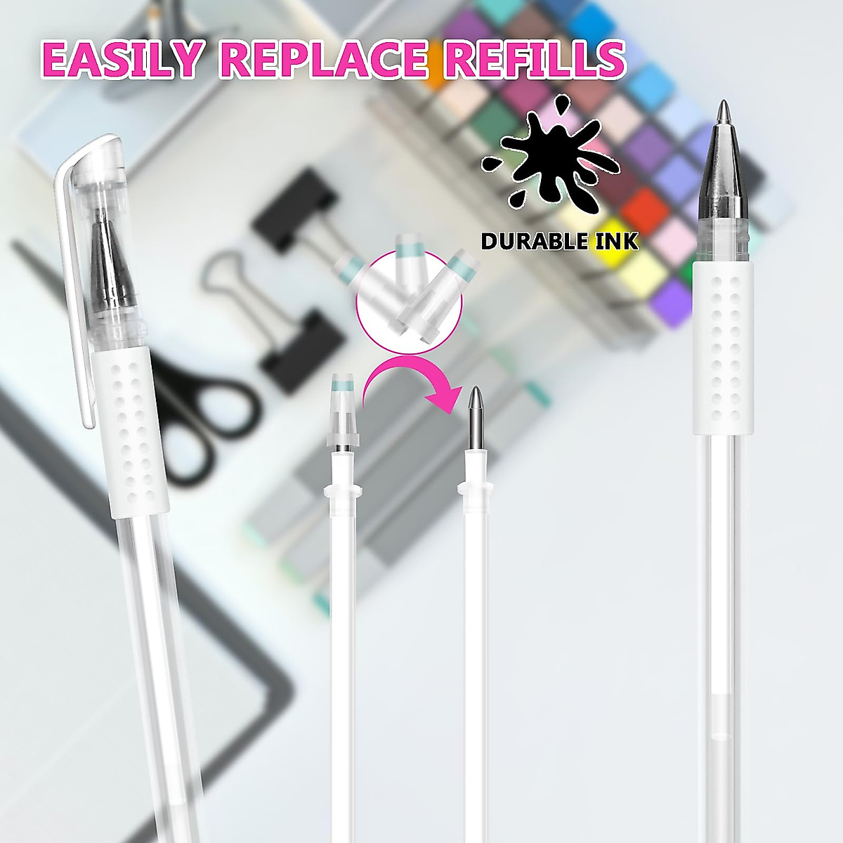 Eyebrow Microblading Marker Pen, Makeup Tattoo Skin Marker Pen, White Gel Pen for Brow Mapping, Eyebrow Permanent Makeup Position Mapping Mark Tools, for Lip Skin Artists Marking Pen (1Set Pink)