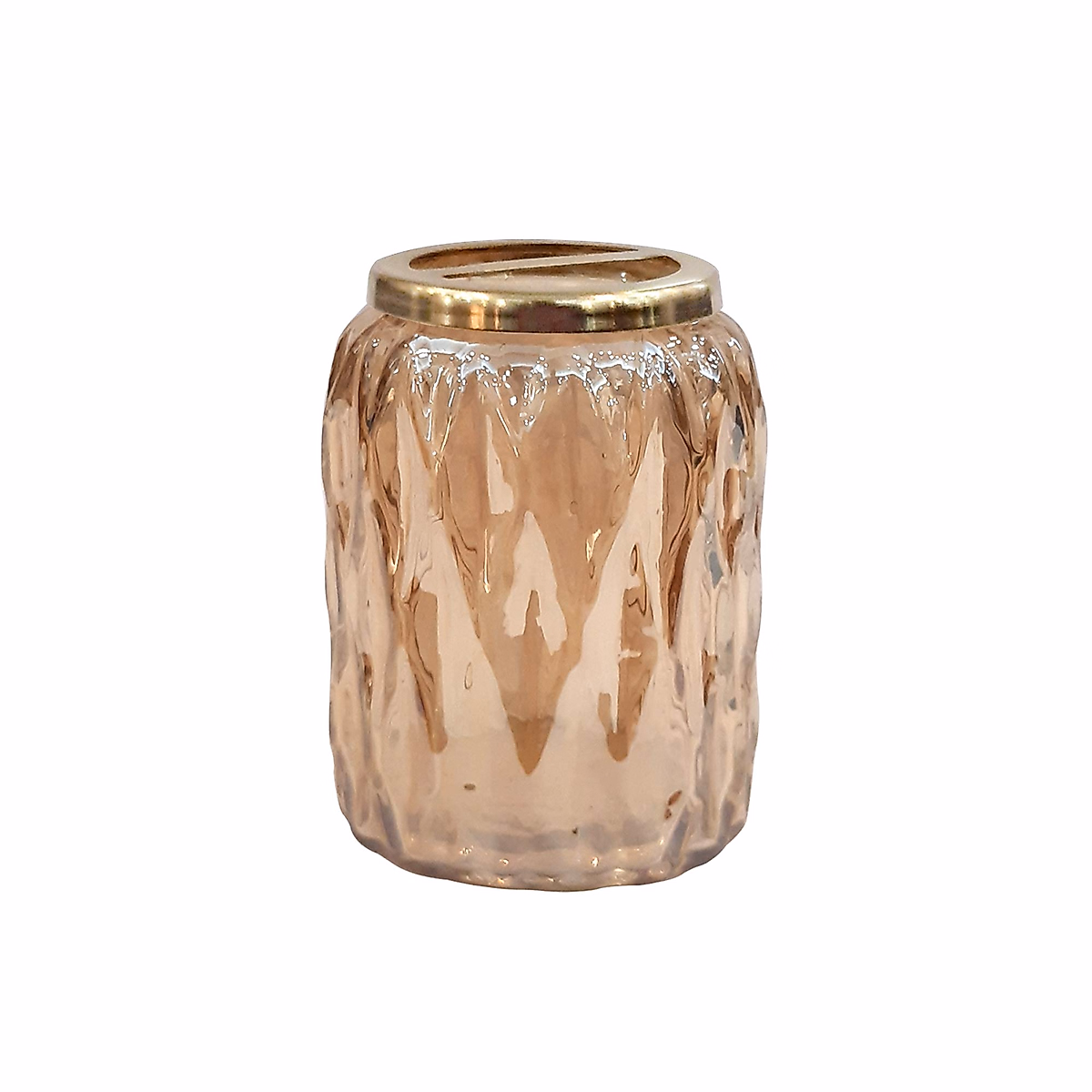 nu steel GLA328C-4 Glacier Glass Finish Trim Holders for Toothbrushes, Razors, Makeup Brushes Storage, Bath Collection, Bathroom Vanity Countertops, Amber Gold