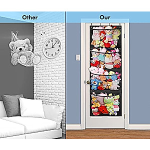 TOFGZ Stuffed Animal Storage,Over the Door Organizer for Filling Stuff , Portable Hanging Stuffed Animal Storage ,Durable Stuffed Animal Net or Hammock,Easy to Install(Black)