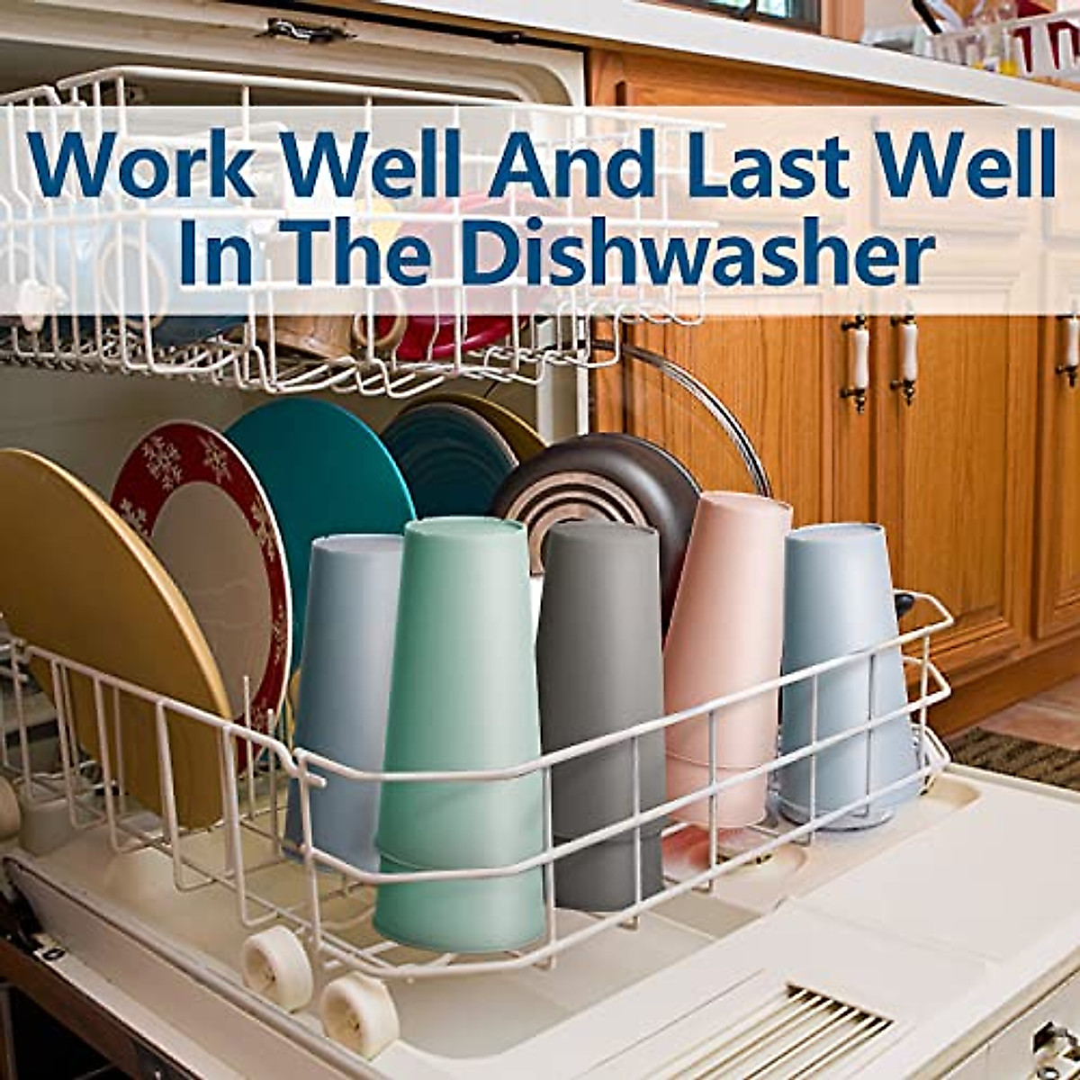 WANCHIY Reusable Plastic Cups- 20 oz Plastic Cups, Plastic Tumblers Set of 8, Unbreakable Plastic Drinking Glasses - Colorful Stackable Party Cups Set (Pack 8-20oz)