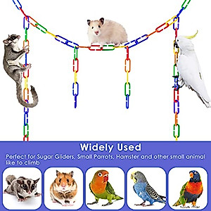 Bissap Plastic Chain Links Birds 250pcs, Mix Color Rainbow DIY C-Clips Chains Hooks Swing Climbing Cage Toys for Sugar Glider Rat Parrot Bird, Children's Learning Toy