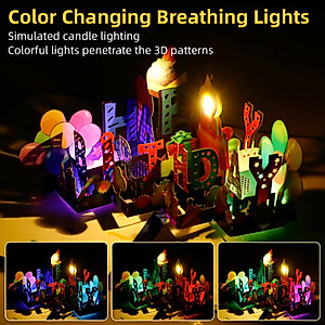 BlueDex Birthday Card, 3D Lights and Music Pop Up Birthday Card, with Blowable LED Candle and Colorful Breathing Lights, Birthday Cards for Women Men Husband Wife Kids Mom Dad