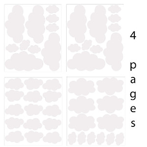 The Boho Design Clouds Wall Decals Peel and Stick for Kids, Baby Bedroom Nursery and Living Room. Adhesive Vinyl Wall Stickers Decor (White)