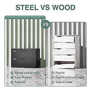 Letaya File Cabinets,2 Drawer Metal Lateral Filing Organization Cabinets with Lock,Home Office for Hanging Files Letter/Legal/F4/A4 Size(2 Drawer-Black)