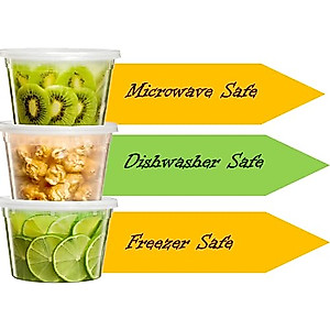 Mr. Miracle Deli Containers with Lids - 12 Pack of 16 oz Clear Airtight Reusable Plastic Food and Multi-Purpose Containers - Microwave, Freezer, and Dishwasher Safe