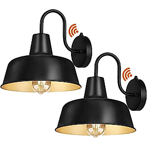 CINOTON Dusk to Dawn Outdoor Wall Sconces, Matte Black Outdoor Farmhouse Barn Light, IP65 Waterproof Porch Light Wall Mount, Anti-Rust Exterior Wall Lighting Fixture for House, Entryway, Garage 2-Pack