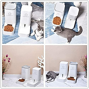 Automatic pet Feeder and Water Dispenser Set Cat and Dog Big Capacity Pet Bowl for Cats & Small,Medium, Large Dogs 1 Gallon Feeder and 3.7L Waterer (Waterer+Feeder White)