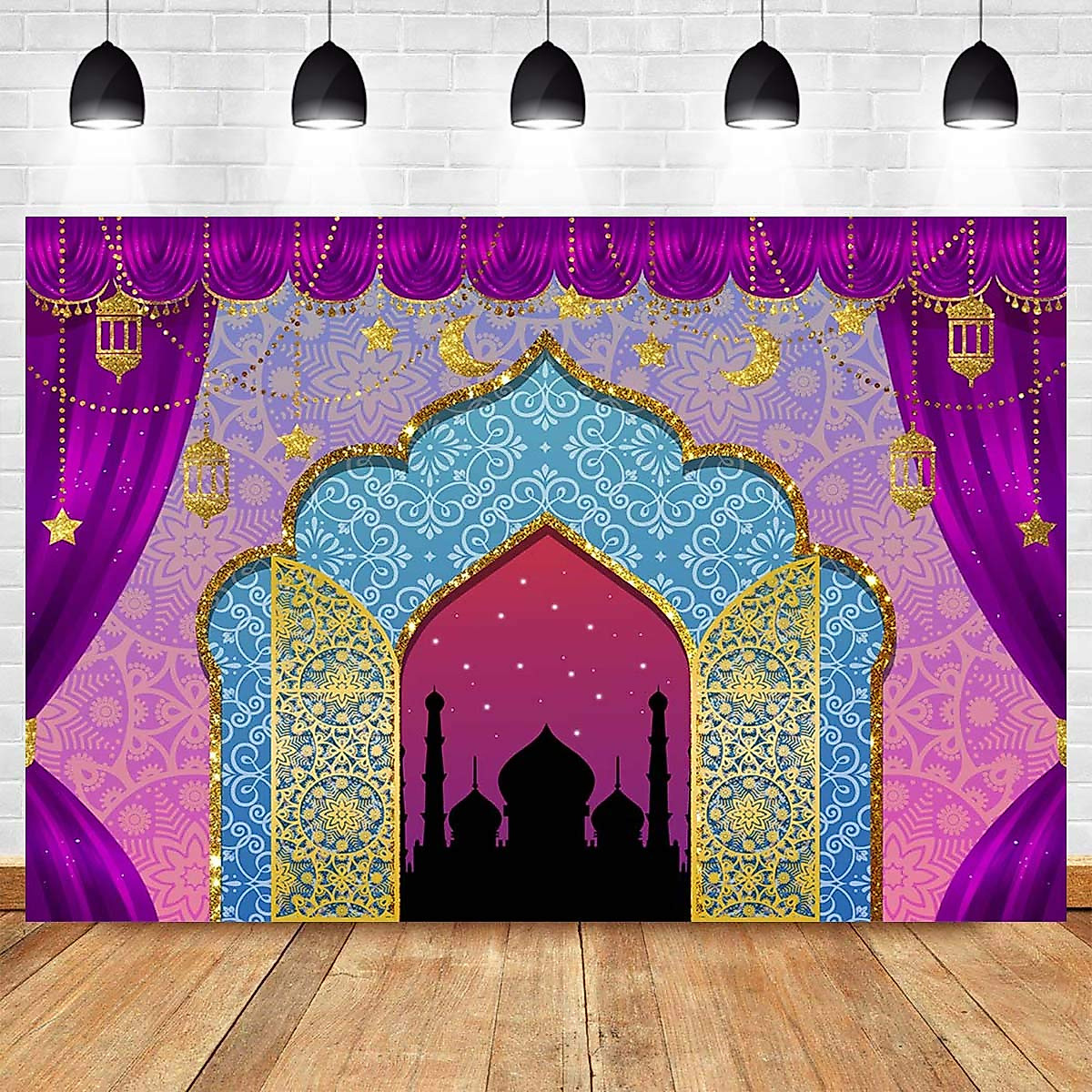 Aladdin Backdrop Photography Arabian Moroccan Nights Birthday Party Magic Genie Indian Luxurious Photo Background Princess Baby Shower Vinyl 7x5ft Photo Booth Studio Props