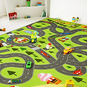 HOMORE Kids Play Mat Rug, Fun and Educational City Play Rug for Hot Wheels Track Racing and Toys, Kids Carpet Playmat Area Rug for Children Bedroom Play Room Nursery, 3x5 Feet