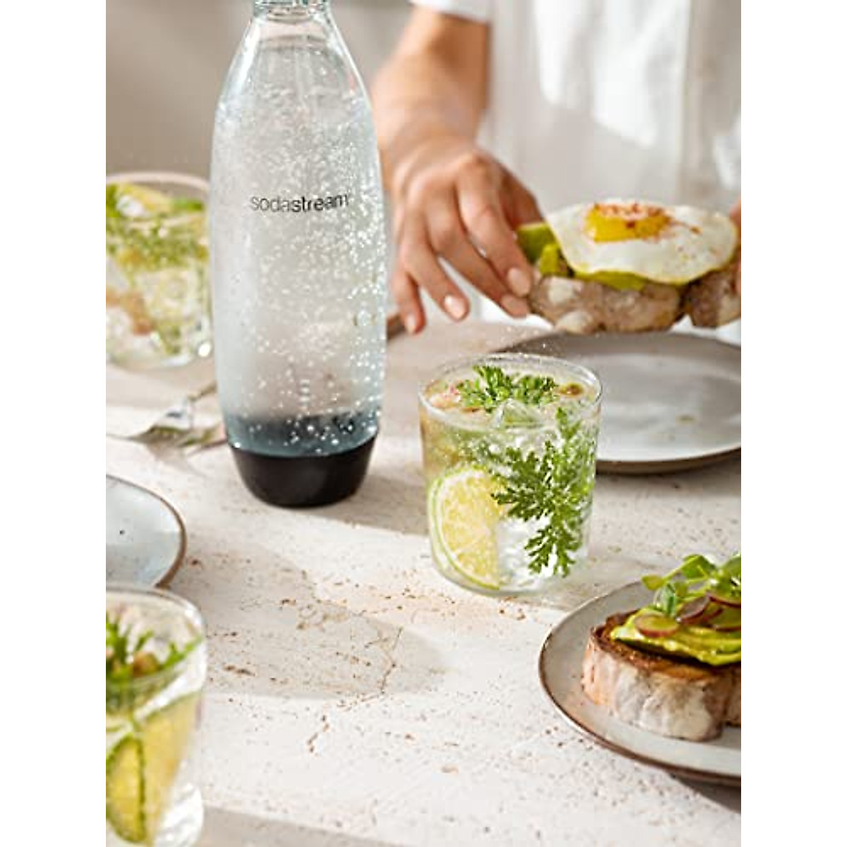 SodaStream Dishwasher Safe 2-Pack 1 Litre Carbonating Bottle - Black