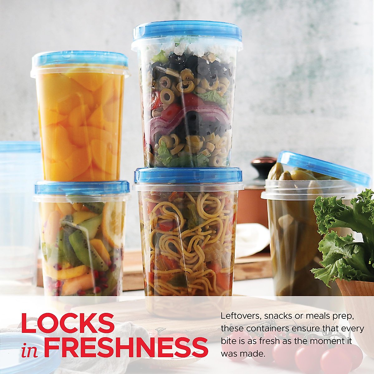 12 Pack Leakproof Freezer Containers for Food with Twist Top Lids - 32 Oz BPA Free Reusable Plastic Soup Containers with Screw On Lids - Ideal for Meal Prep, Leftovers & Pantry Organization