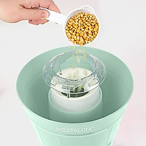 Nostalgia Hot Air Electric Popcorn Bucket with Lid, 24 Cup, Healthy Oil Free Popcorn with a Removable Serving Bucket for Easy Snacking, Sage