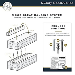 Master and Co. 60 Inch Floating Wood Fireplace Mantel, Natural