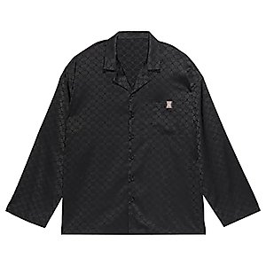 Savage X, Men's Satin Shirt, Black Caviar Monogram Jacquard, M