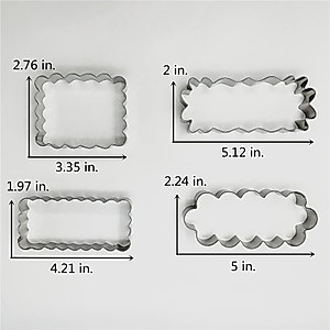 LILIAO Rectangle Scalloped Edge Cookie Cutter Set, Stainless Steel (Rectangle and Scalloped Edge 8-Piece Set)