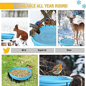 Tetuga Bird Bath Deck Mounted Bowl 12 Inches with Adjustable Clamp for Outdoor Bird Baths for Outside Weather Resistant Durable Birdbath for Garden Patio Lawn Yard Deck Railing (Blue)