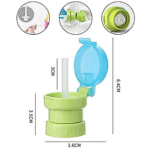 CheeseandU 2Pack Spill Proof Water Bottle Straw Caps - Portable Juice Soda Water Bottle Twist Cover Cap with Straw for Children