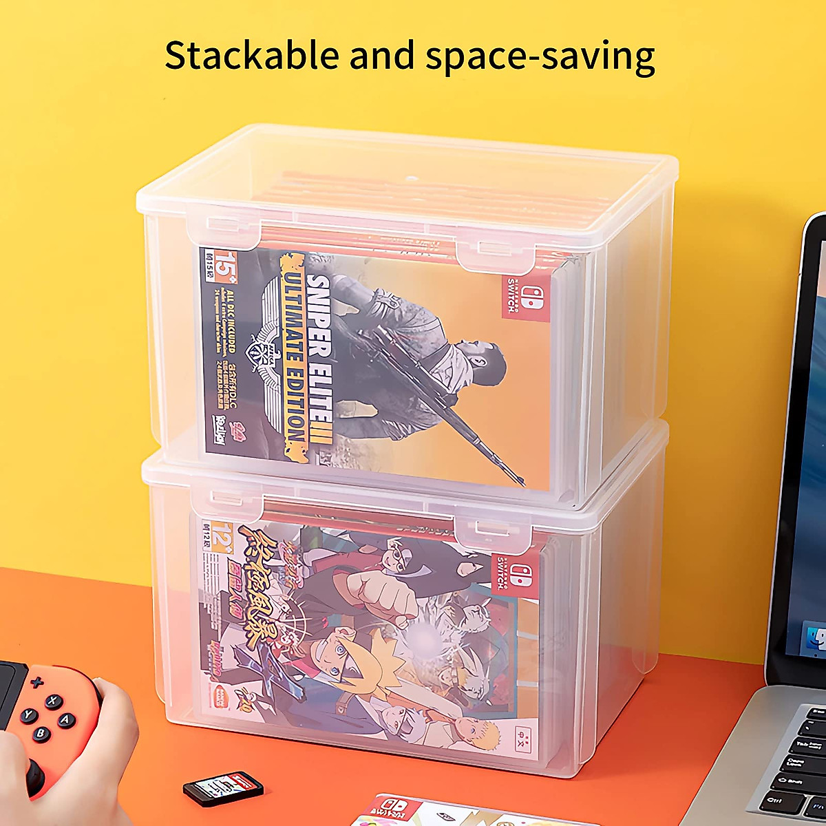 Switch Game Card Storage Box, Support 11Game Card with Protective Case with Storage, Ultra-cleartransparent, Can be Stored Switch Host and Handle and other Accessories