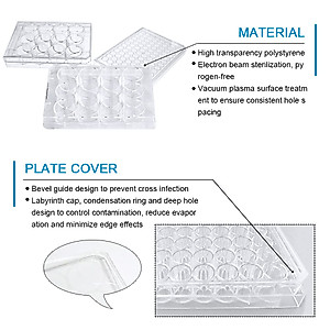 ADAMAS-BETA 48-Well Sterile Culture Plate, TC Treated Cell Culture Plates Tissue Culture Treated Plate, Individually Wrapped, Pack of 10