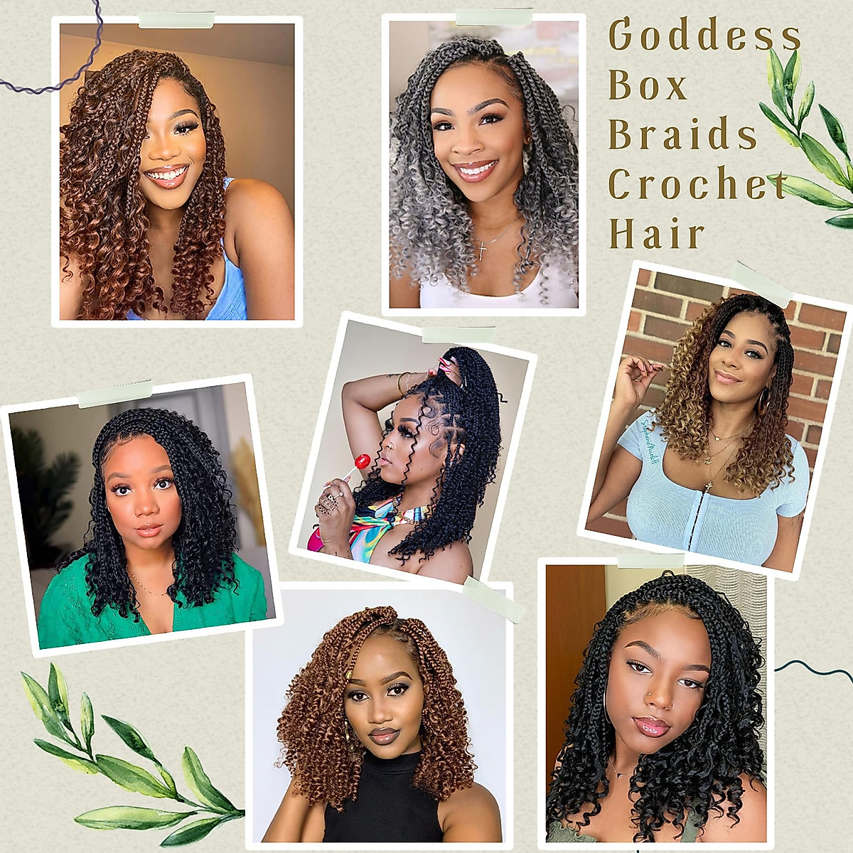 8 Packs Goddess Box Braids 10 Inch Pre-looped Bohemian Crochet Boho Box Braids With Curly Ends 3X Crochet Braids Hair for Women Synthetic Braiding Hair 16 Strands (#1B)