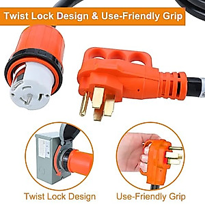 Finderomend 25 ft 50 Amp Generator Cord and Power Inlet Box Combo Kit,125/250 Volts,Generator Power Cord NEMA 14-50P to SS2-50R Extension Cord,for Home RV Backup Power Solution