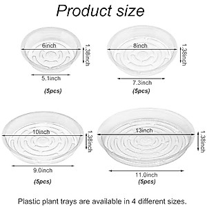 HOMEANING 20 Pack Plant Saucers of 6, 8, 10, 13 inch,Plant Drainage Trays,Durable Flower Pot Drip Trays,Durable Plastic Plant Trays for Indoors, Outdoors,Collects Flower Pot Drainage