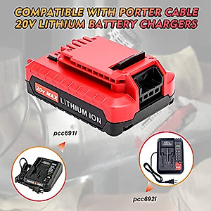 2 Packs 3.0Ah 20 Volt PCC680LP PCC682L Battery Compatible with Porter Cable 20V Battery Lithium PCC680L PCC681L PCC685L PCC685LP
