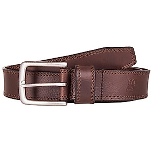 Lucky Brand Men Casual Leather Belt, Double Stitch-Brown, 44