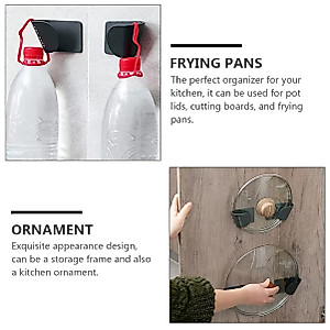 Luxshiny 3 pairs Kitchen Wall- Utensils Lid Hanging Pot Pan Cover Rack Wall Holder Cutting Stand Adhesive Cabinet Mount Cookware Holders Mounted Hangers Wall-mounted Free for Organizers